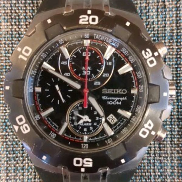 Seiko Chronograph Quartz Watch 7T62-0JZ0 Black Dial Stainless NOT ...
