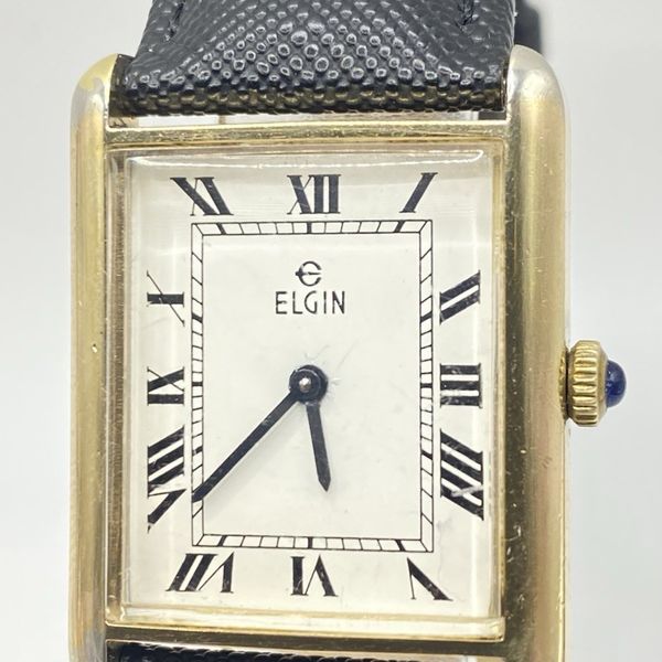 Vintage Elgin 17 Jewel Tank Style Winding Watch 26mm Gold Tone Case ...