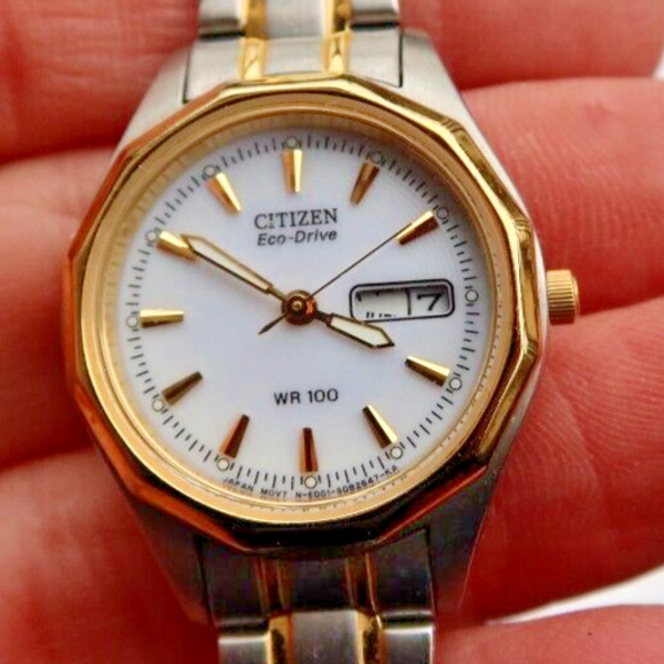 Vintage Citizen Eco-Drive Day Date Gold & Silver Tone Watch Wristwatch ...