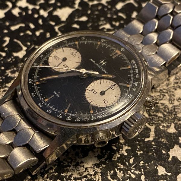 Vintage Hamilton Chronograph Reverse Panda Mechanical Swiss Watch 7723 ...