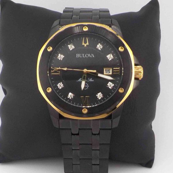 BULOVA MARINE STAR BLACK DIAL STAINLESS STEEL MEN'S WATCH 98D176 $625. ...