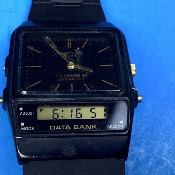 RETrO! VINTAGE CASIO TELEMEMO 20 WATCH DATABANK AB-10W Working well ...