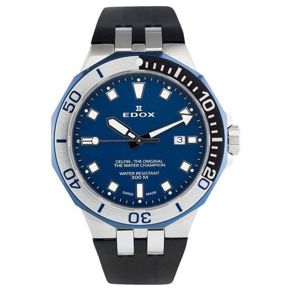 Edox Delfin Blue Dial 300m Sapphire Crystal Screw Down Crown "Highly ...