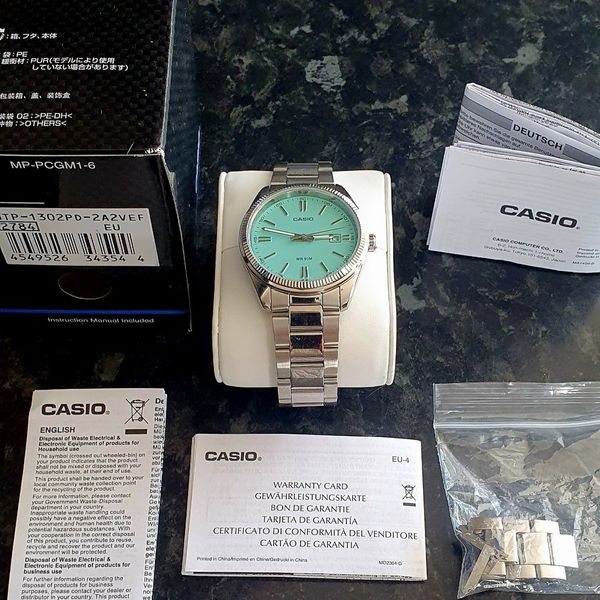 Casio MTP-1302PD-3AVEF Dress Watch Turquoise Dial ,excellent Condition ...