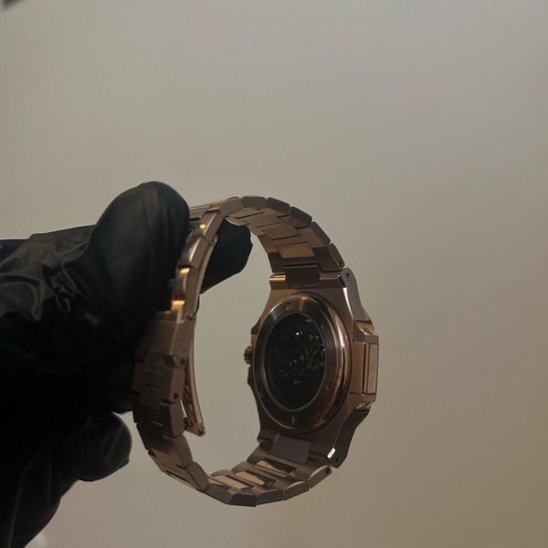 40mm Seiko Mod Nautilus Style | Gold Rose NH38 Watch OPEN CASE BACK ...