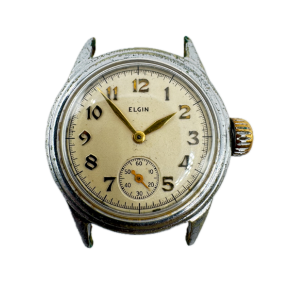 Vintage 30mm Elgin 15 Jewel Men's Mechanical Wristwatch 554 USA Chrome ...