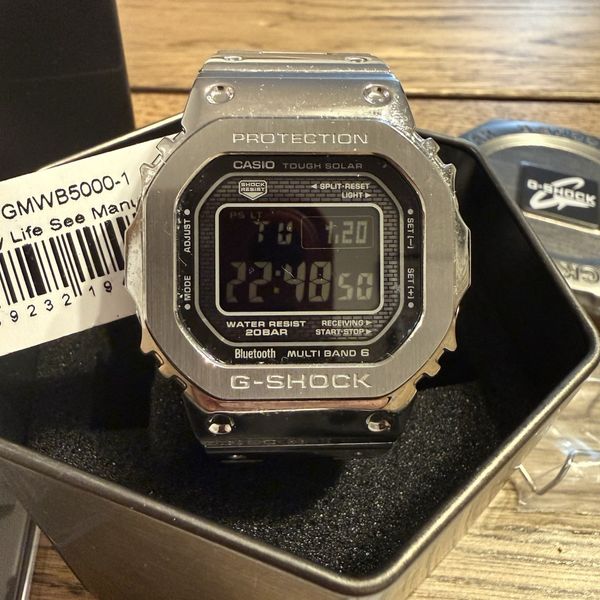 CUSTOM Casio G-SHOCK GMW-B5000-1JF Watch w/ Bull Bar & OEM Metal ...
