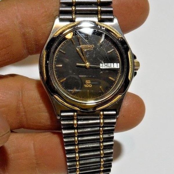 Vintage SEIKO QUARTZ SQ SPORTS 100 8123-6349 A4 watch WORKS GOOD ...