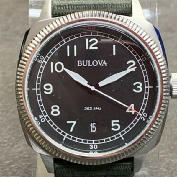 BULOVA 96B229 Stainless Steel UHF MILITARY Quartz Watch 262 KHz ...