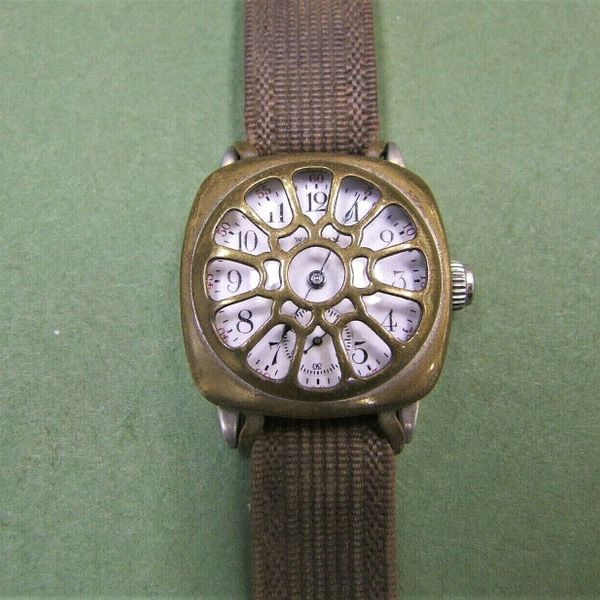 WWI Waltham trench cushion case watch with 1917 shrapnel guard runs ...