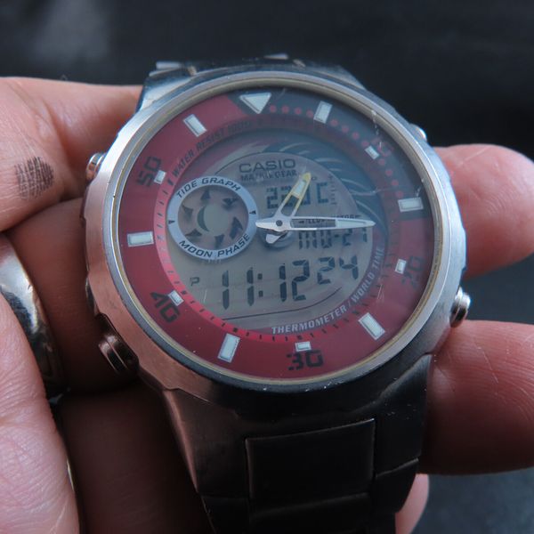 MRP-702 Casio Marine Gear Moon Phase World Time Quartz Men Watch ...