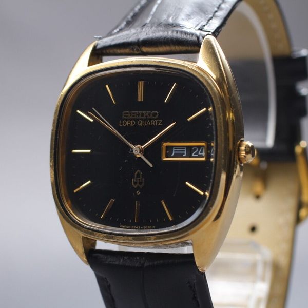 *Almost N MINT* SEIKO Load Quartz 8243-5020 Black Day-Date "kanji ...