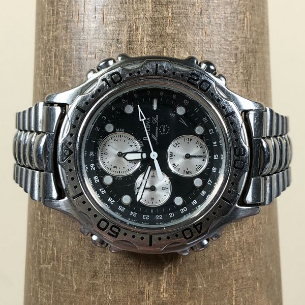 Vintage Bulova Marine Star T5 Men 96B01 Black Dial Quartz 36mm Watch 7 ...