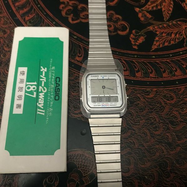 NOS Casio 2-Way Digital AE-60W Mod 187 Stainless Steel Case Watch Japan ...