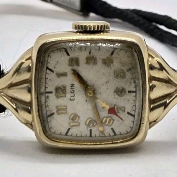 Vintage Elgin Ladies 10k Gold Filled Cocktail Square Hand-Wind ...