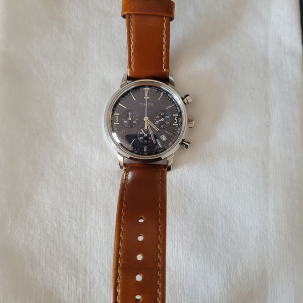 New Timex Marlin Chronograph Tachymeter 40mm Leather Strap Watch ...