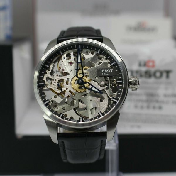 TISSOT T-COMPLICATION SQUELETTE T070.405.16.411.00 MECHANICAL LEATHER ...