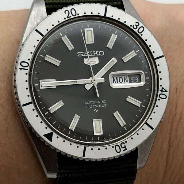 Rare Sep 1969 Seiko Automatic Day Date Divers Rotating Bezel 37mm RUNS ...