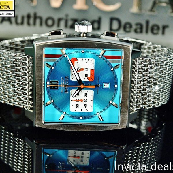 Invicta Men's 45mm S1 RALLY Chronograph TURQUOISE DIAL Mesh Bracelet SS ...