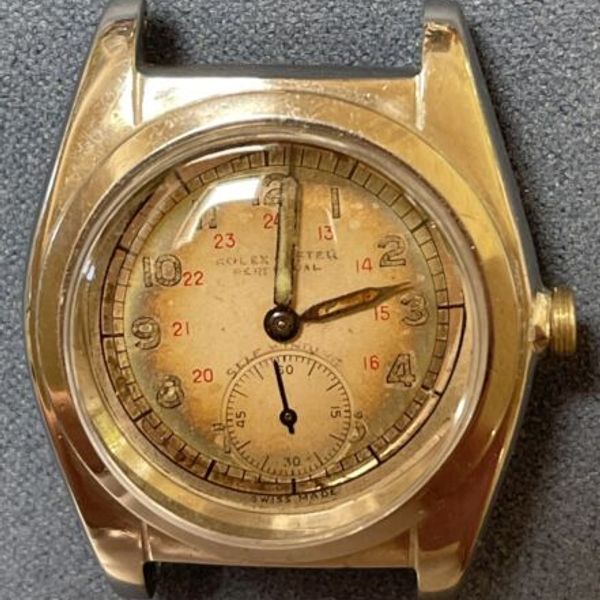1945 Rolex SS Sub Second Bubbleback, Military Dial with Mirror Outer ...