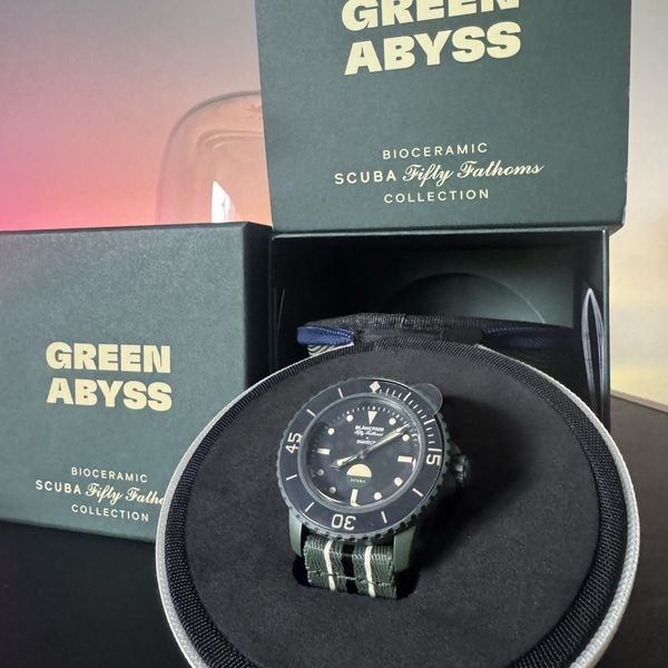 Swatch Blancpain Scuba Fifty Fathoms GREEN ABYSS Divers Watch RECEIPT ...