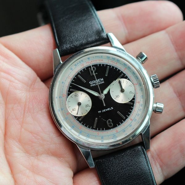 FS: Gruen inverse panda chronograph w exotic red/blue scale ...