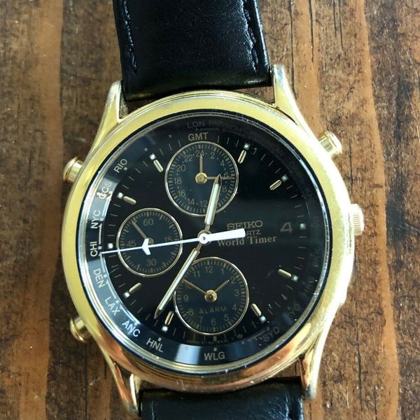 Seiko Quartz World Timer Men's Watch | WatchCharts Marketplace