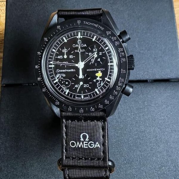 Swatch x Omega Moonswatch Mission To The Snoopy Black Watch - With Box ...