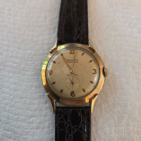 Men's Vintage GRUEN Automatic Watch 480-938 10K RGP 1950s 8.5" WRIST ...