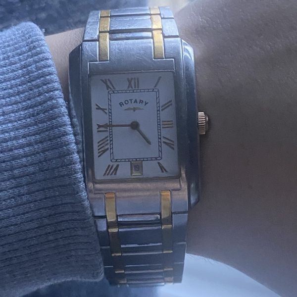 Rotary Tank Roman Numeral Dial Two-Tone MENS Gents Vintage Dress Watch ...