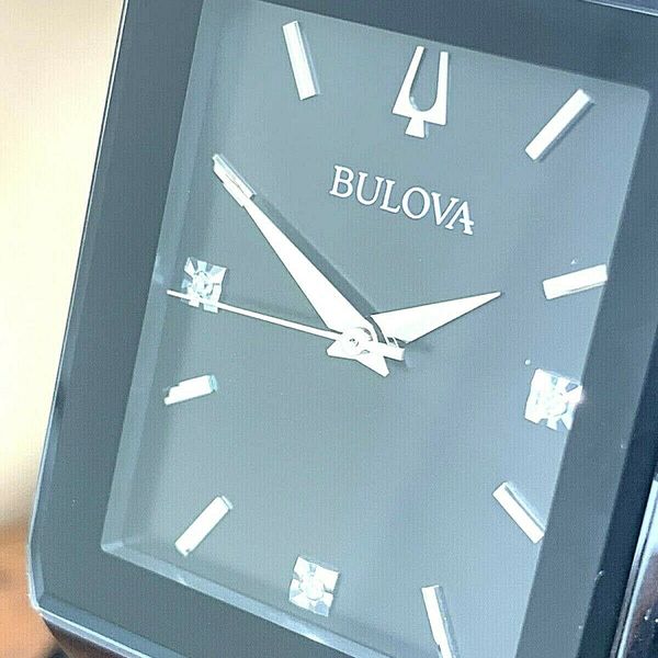Bulova Men's Watch 98D164 Diamond Black Dial Rectangle Stainless Steel ...