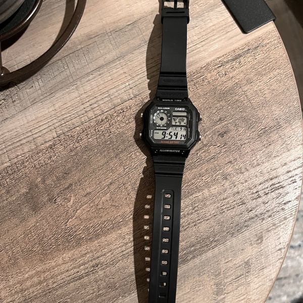 Casio AE1200WH-1AV, World Time Watch, Chronograph, 5 Alarms, 10 Year ...