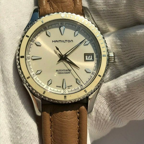 HAMILTON JAZZMASTER H374250 AUTOMATIC DATE DIVER MENS 37mm SWISS MADE ...