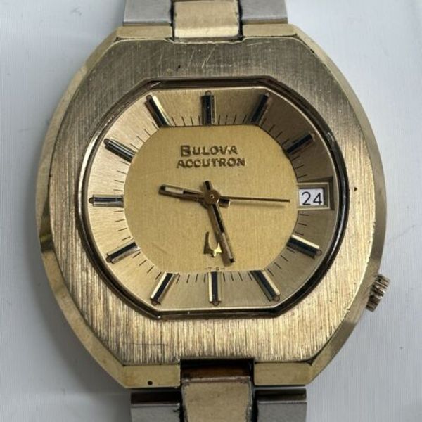Vintage RARE 1975 Bulova Accutron Menâ s Watch Two Tone N5 38mm - New ...