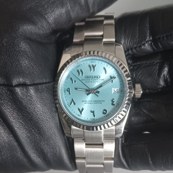 Seiko Mod Arabic Dial ice blue Nh35 Automatic | WatchCharts Marketplace