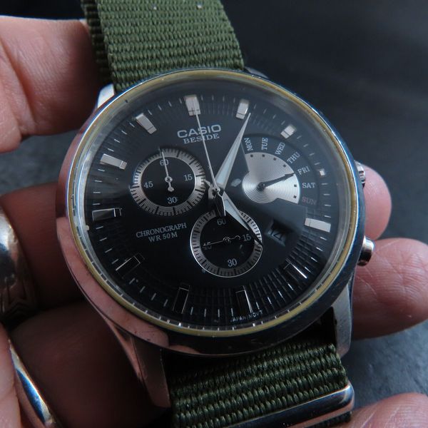 BEM-501 Casio Beside Chronograph Daydate Quartz Men Watch | WatchCharts ...