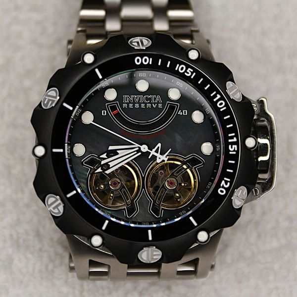 Invicta Reserve Venom Hybrid Double Open Heart Automatic Black MOP ...