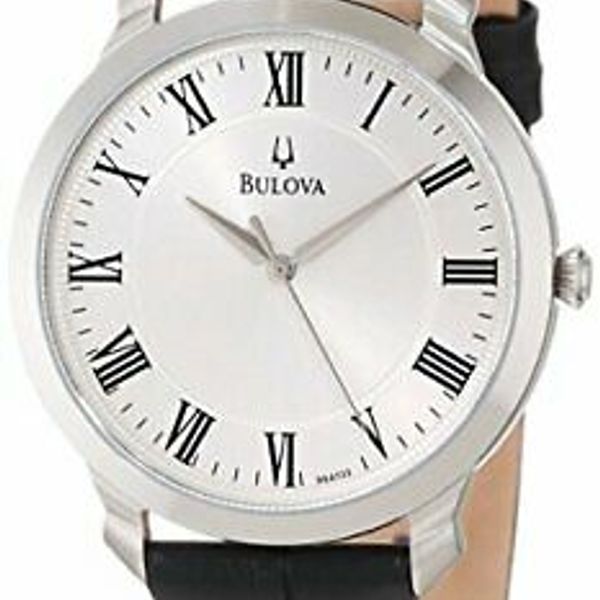 Bulova Dress Silver Dial Black Leather Men's Watch 96A133 | WatchCharts