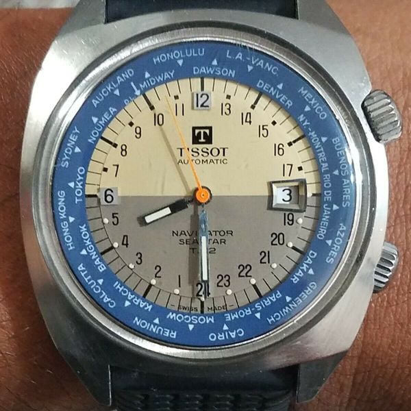 Vintage TISSOT Navigator Seastar T12 24 Hours World Time Watch ...