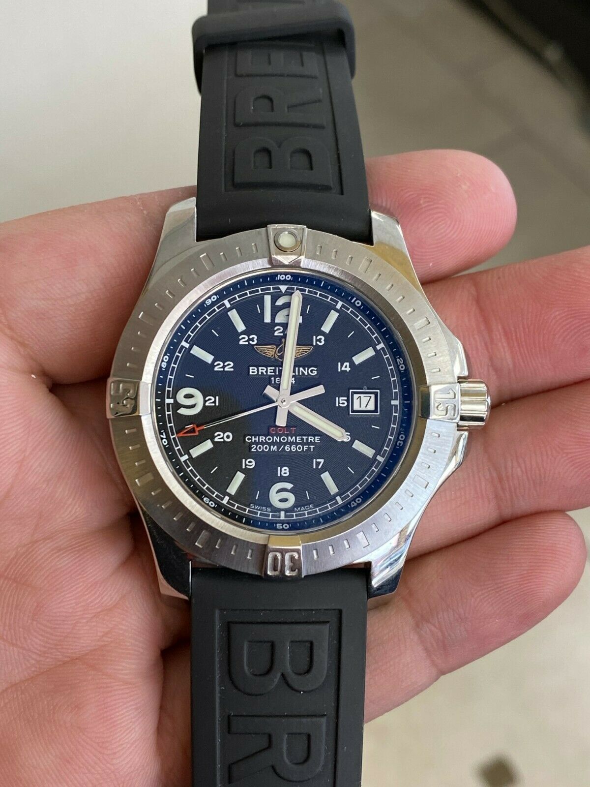 Breitling Colt 44 Quartz Volcano Black Stainless Steel Watch A74388 ...