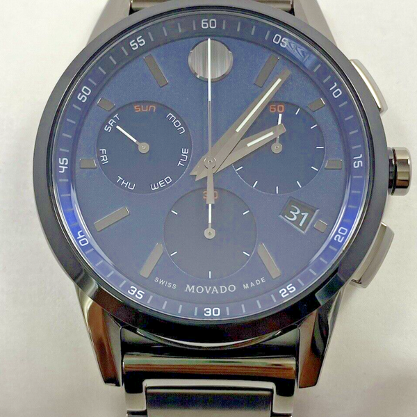 Movado Museum Sport Chrono Quartz Blue Dial Stainless Steel Men's Watch ...