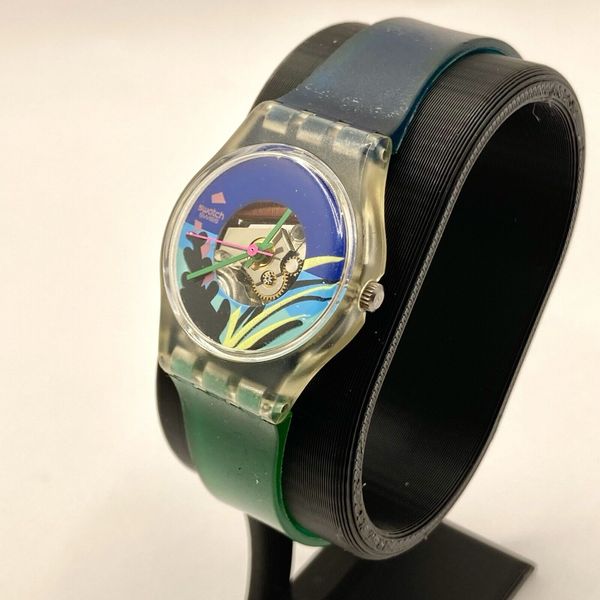 Swatch Watch Vintage Black Coral LK101 1986 Palm Coral Green Blue ...