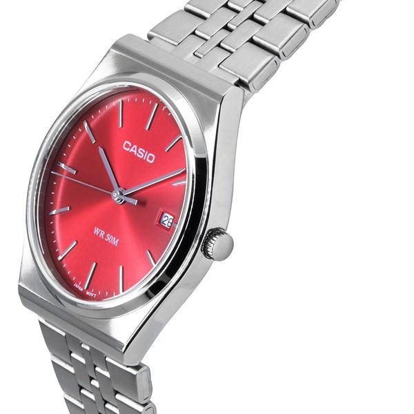 Casio Standard Analog Red Dial Dress Quartz Unisex Watch MTP-B145D-4A2V ...