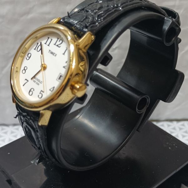 TIMEX Indiglo Women's Watch Gold Tone Leather T2H341 Quartz 25 mm ...