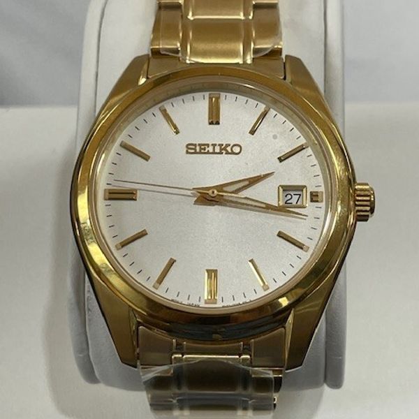 Seiko SUR314P1 White Dial Analog Gold Tone Stainless Steel Sapphire Men ...