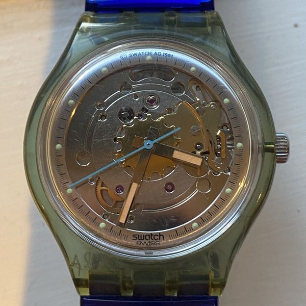 Vintage 1991 Swatch Automatic SAN100 BLUE MATIC | WatchCharts Marketplace