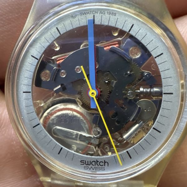 Original Swatch AG 1985 GK100 Jellyfish Translucent Clear Swiss-Made ...