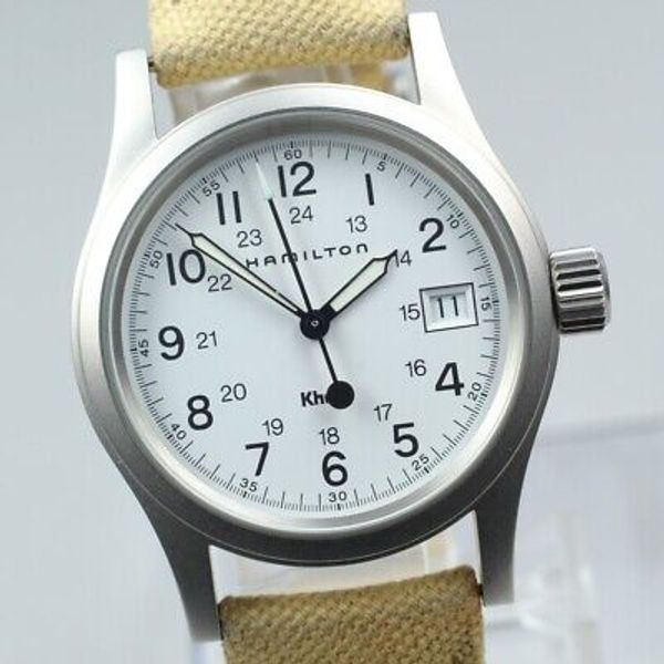 [MINT] Vintage Hamilton Khaki 6359 33mm White Dial Day Qz Men's Watch ...