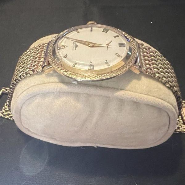 1955 Longines 14K Solid Gold Large 35mm Engine Turned Vintage Swiss ...