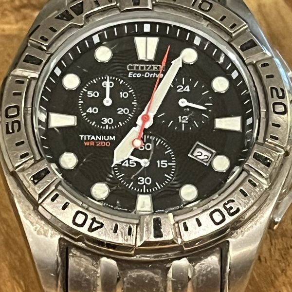 Citizen Eco-drive watch chronograph men titanium H500-k006619 WR200 Pre ...